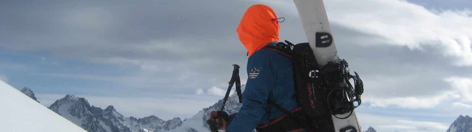 Chamonix Guided Splitboarding Tour. Splitboarding trip. IFMGA leader