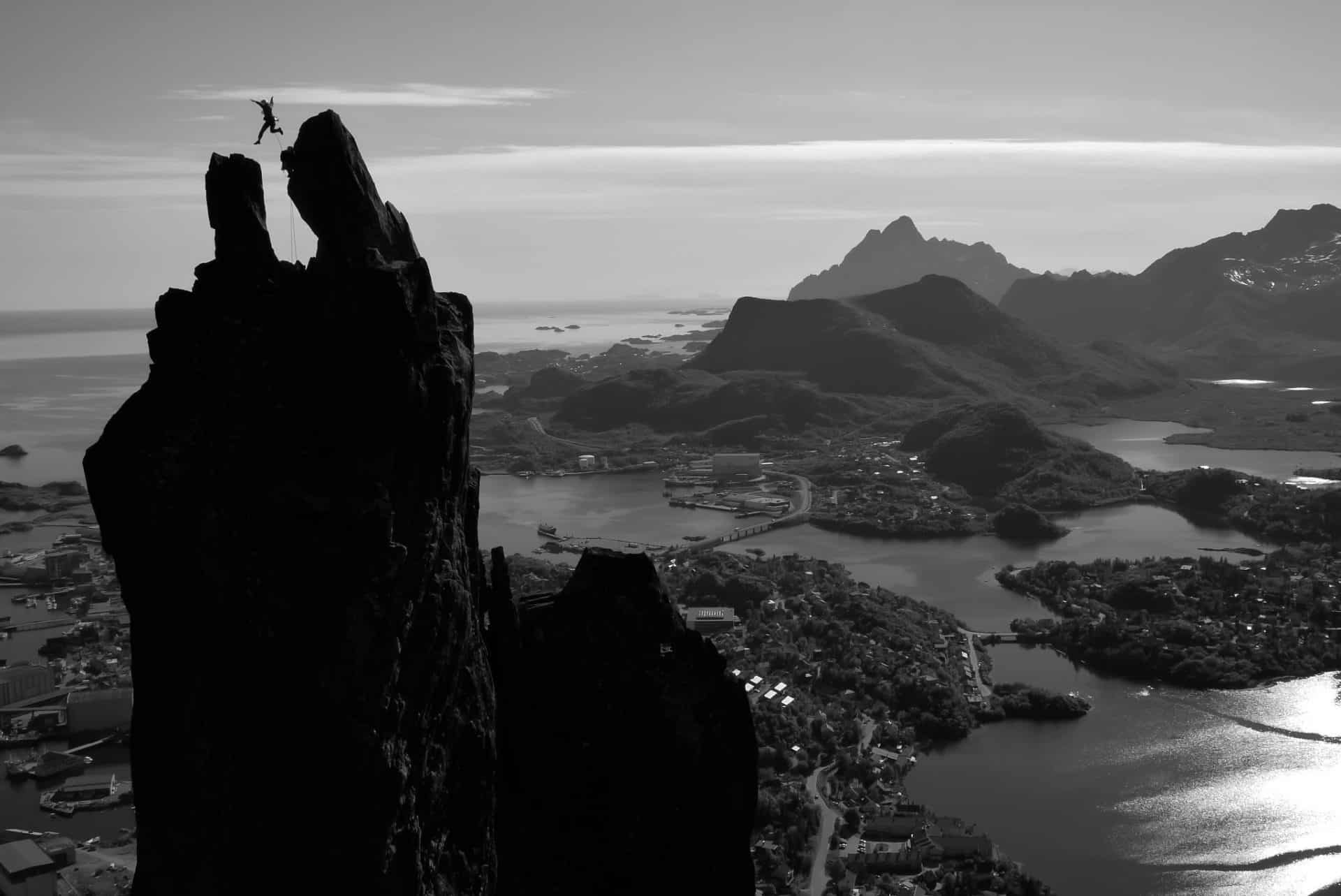 Climbing Svolværgeita in the Lofoten. 1/2-day trip. Certified leader